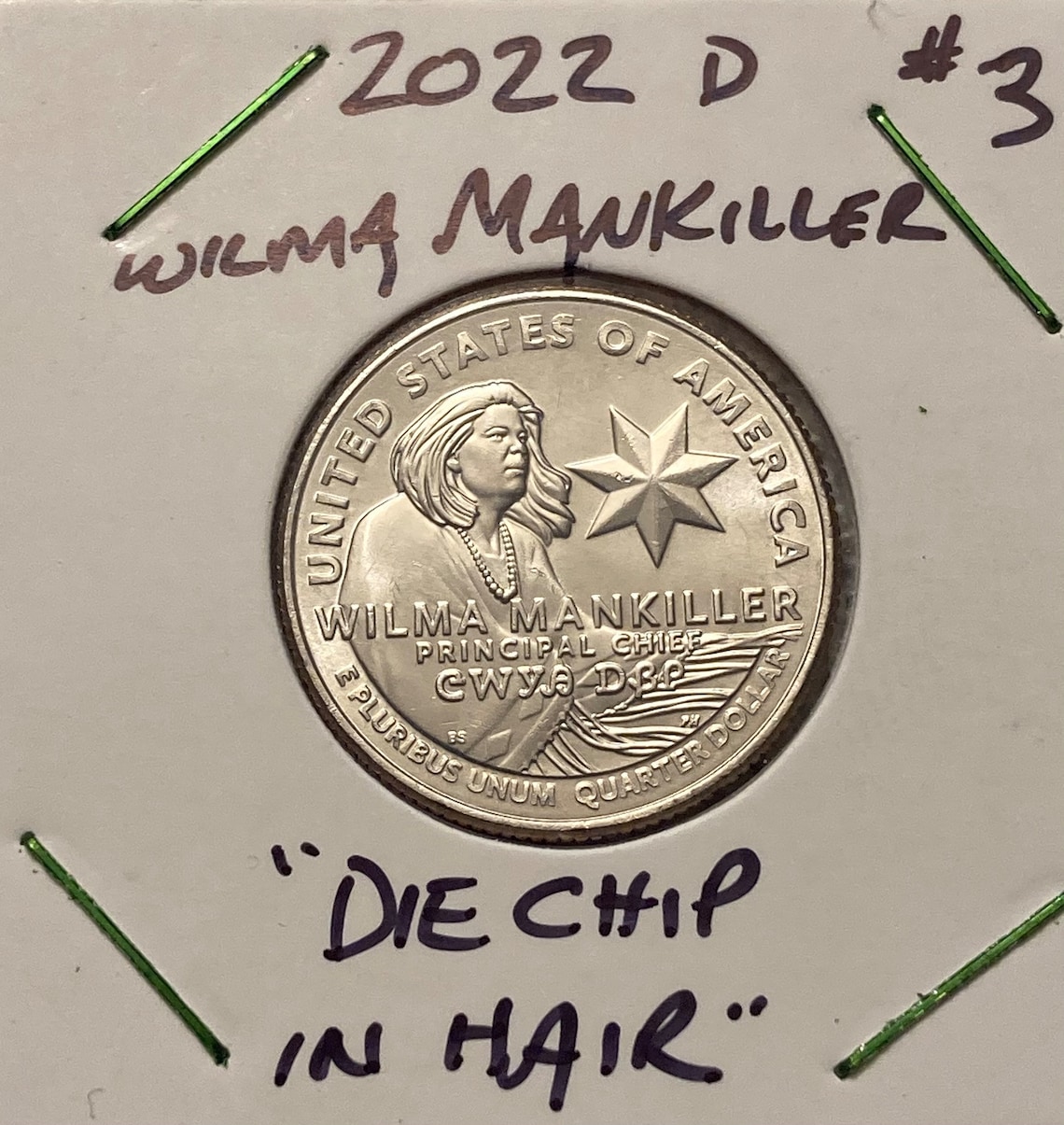 2022 D Wilma Mankiller Quarter Error. Die Chip in Hair. 5.00 Each - Etsy