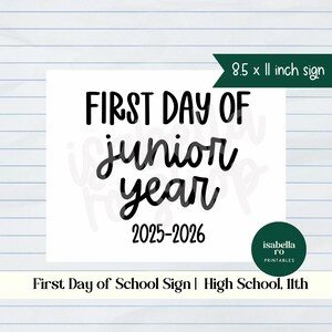 First Day of Junior Year Sign | First Day of School 8.5x11 Inch PDF ...
