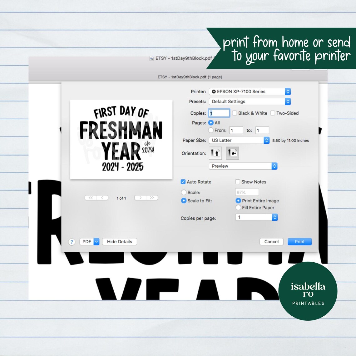 First Day of Freshman Year Sign | First Day of School Sign | First Day ...