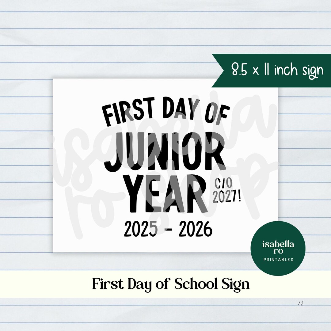 First Day of Junior Year Sign | First Day of School Sign | First Day of ...