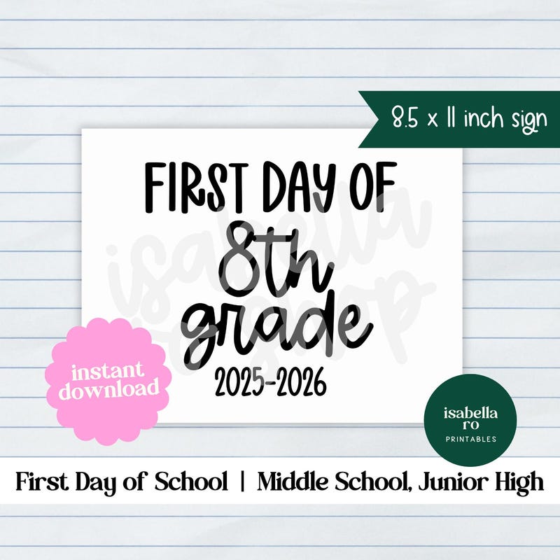 First Day of 8th Grade - Etsy