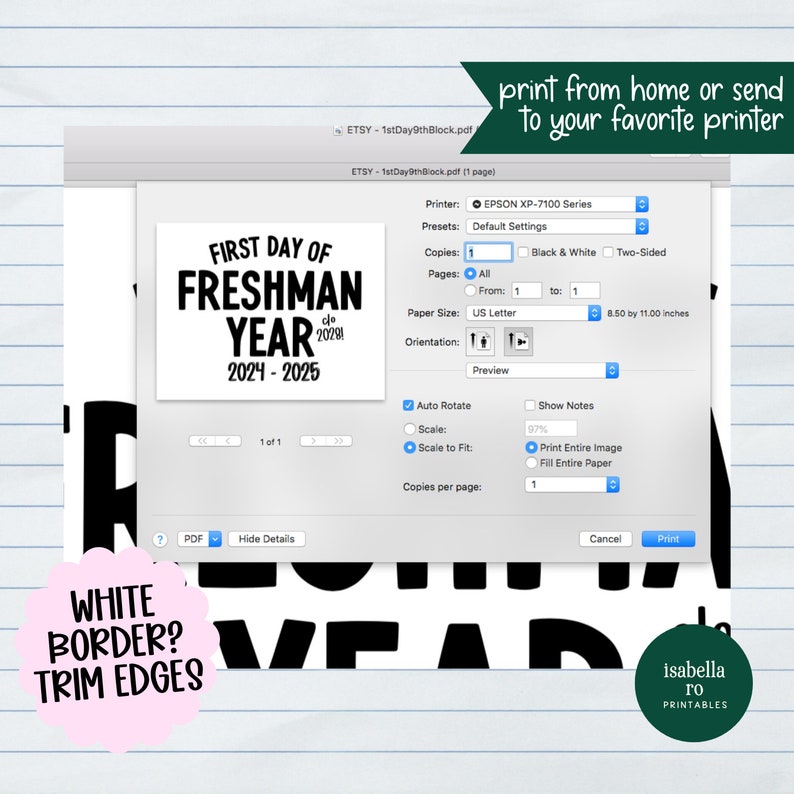 First Day of Senior Year PDF First Day of School 8.5x11 Inch Sign ...