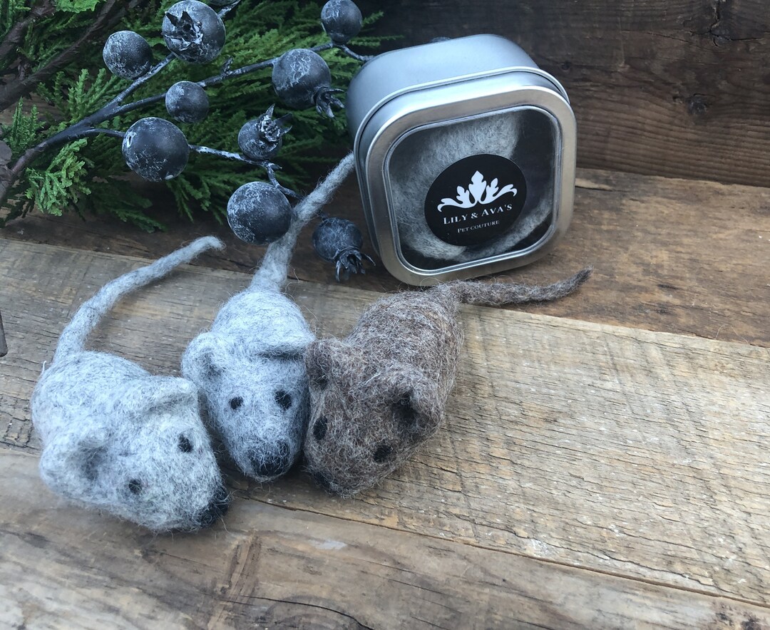 Felted Mouse and Ball Set Infused With Catnip in Recharging Tin,cat Toy ...