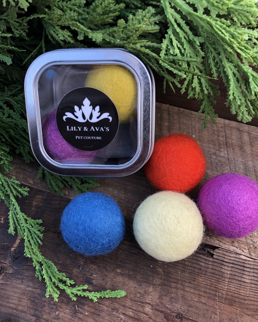Jumbo Catnip Toy Infused Wool Felted Balls In Recharging Tin Jumbo
