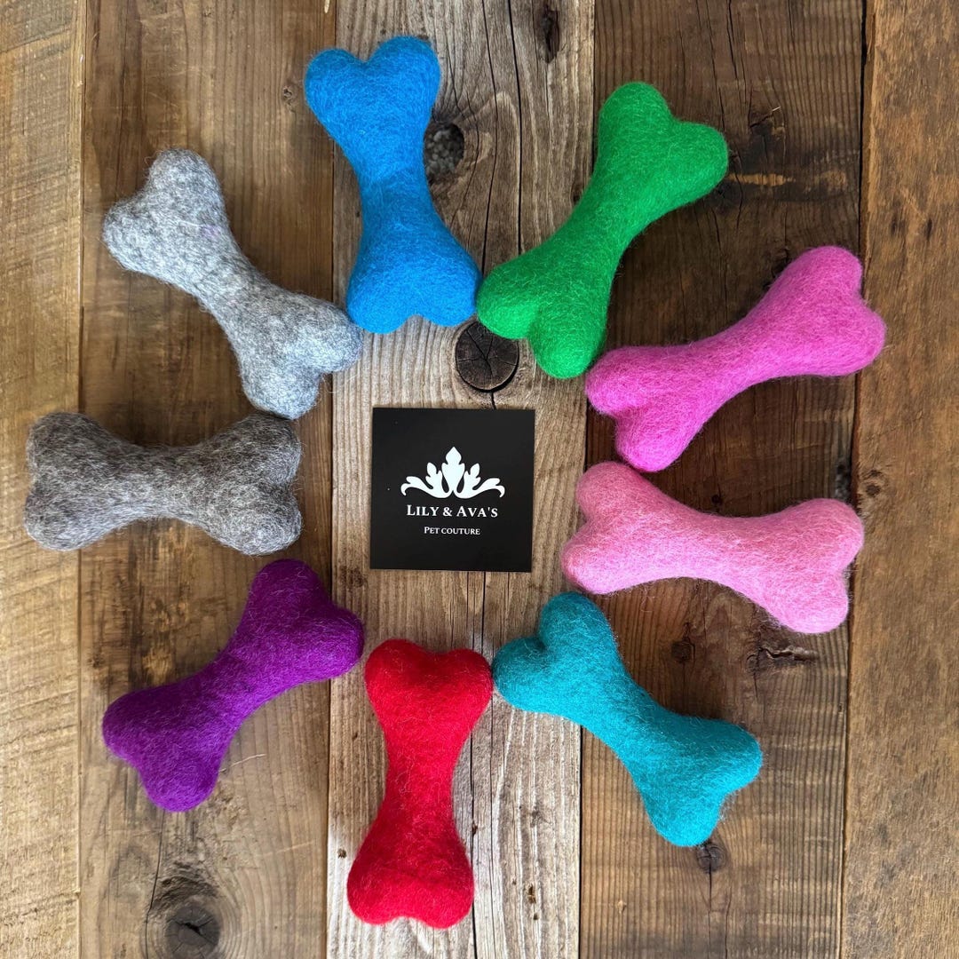 Small Felt Dog Bone Toy: Soft Chew, Anxiety Relief - Etsy