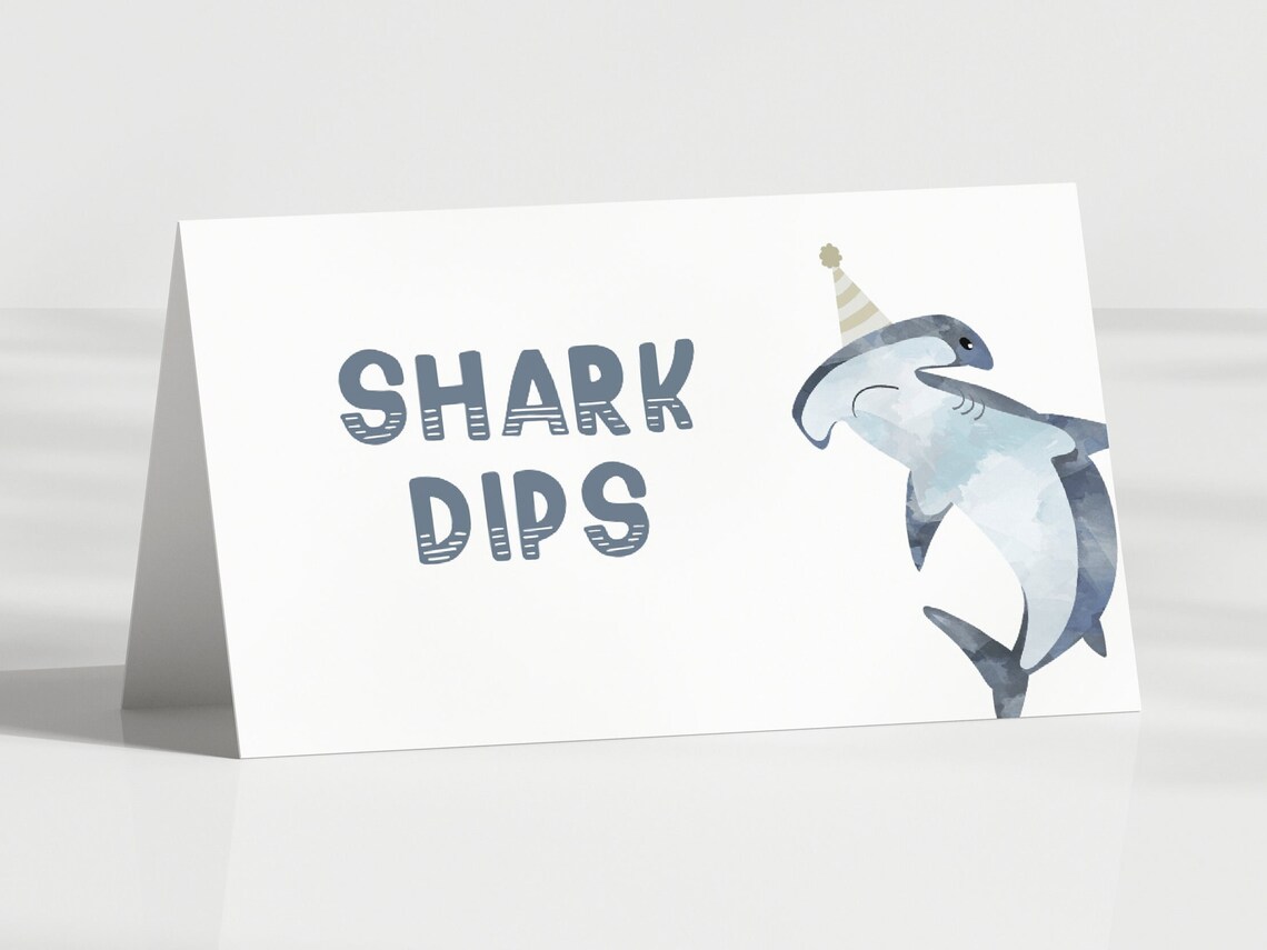 Editable Sharks Food Tents, Sharks Birthday Party Food Labels, Great ...