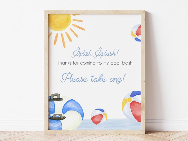Editable Pool Party Favors Sign, Please Take One Sign, Pool Birthday ...