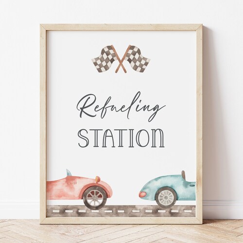 Refueling Station Car Party Sign Editable Template Two Fast - Etsy