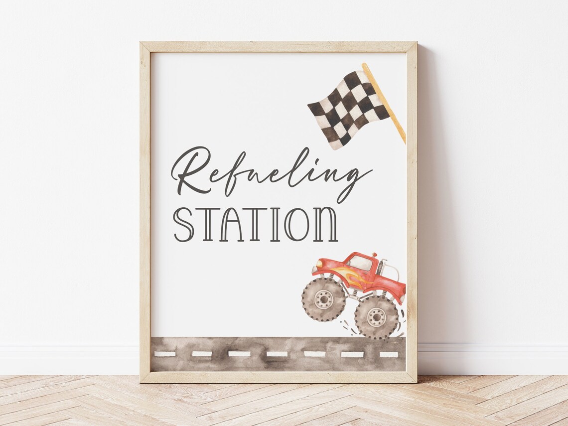 Monster Truck Refueling Station Sign, Editable Template, Monster Truck ...
