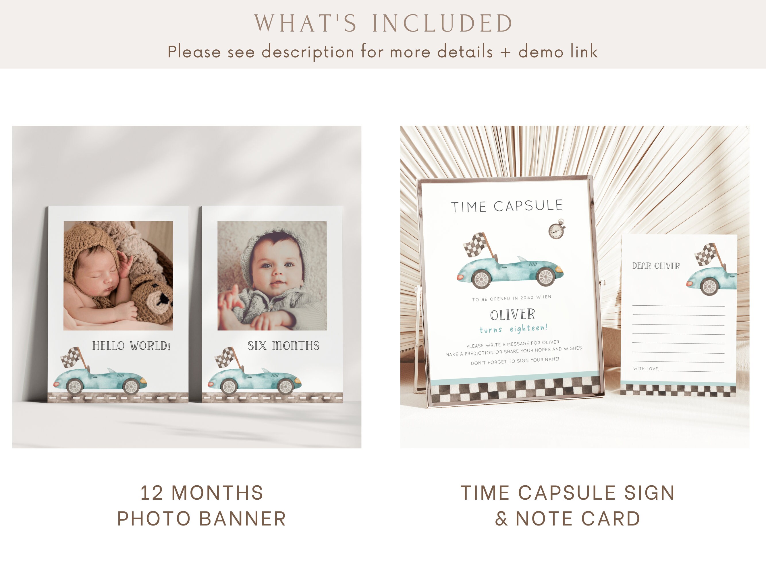 First Lap Race Car Birthday Invitation Bundle, Editable Template, Blue ...