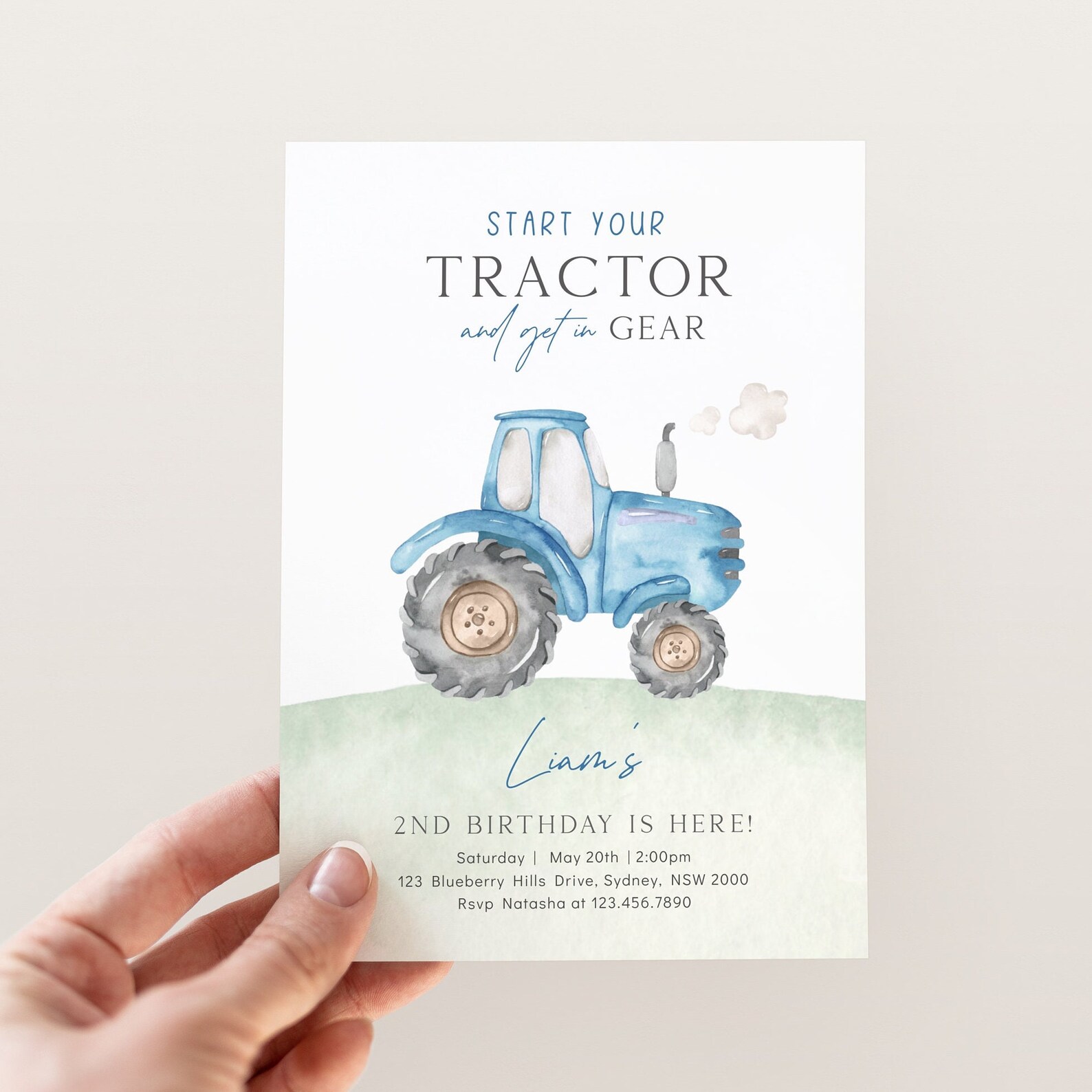 Blue Tractor Birthday Invitation, Editable Template, Any Age Blue Farm ...