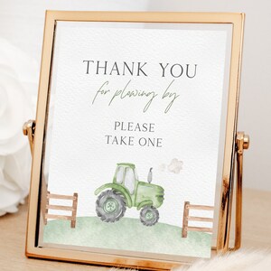 Tractor Gift & Favors Sign, Green Tractor Birthday Party Signs ...