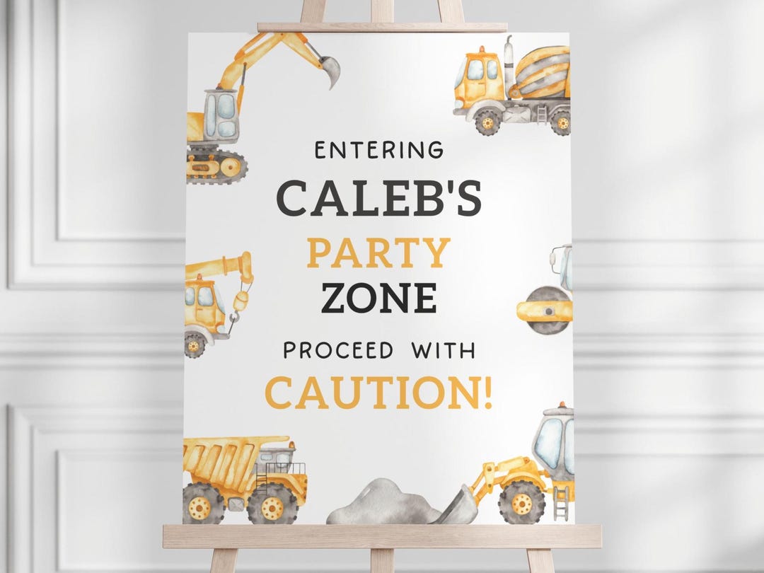 Editable Construction Birthday Party Welcome Sign, Construction Trucks ...