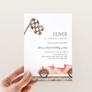 Red Race Car Birthday Party Invitation, Editable Any Age Racing Car ...