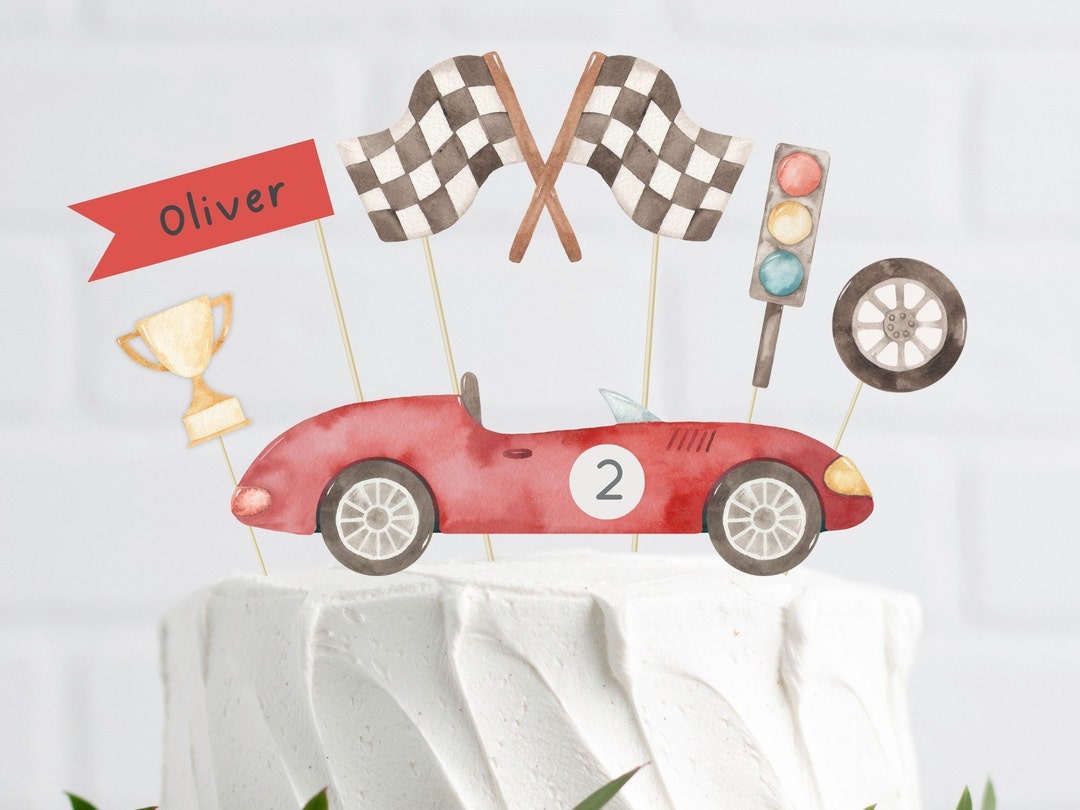 Editable Red Race Car Cake Topper Printable Vintage Car - Etsy