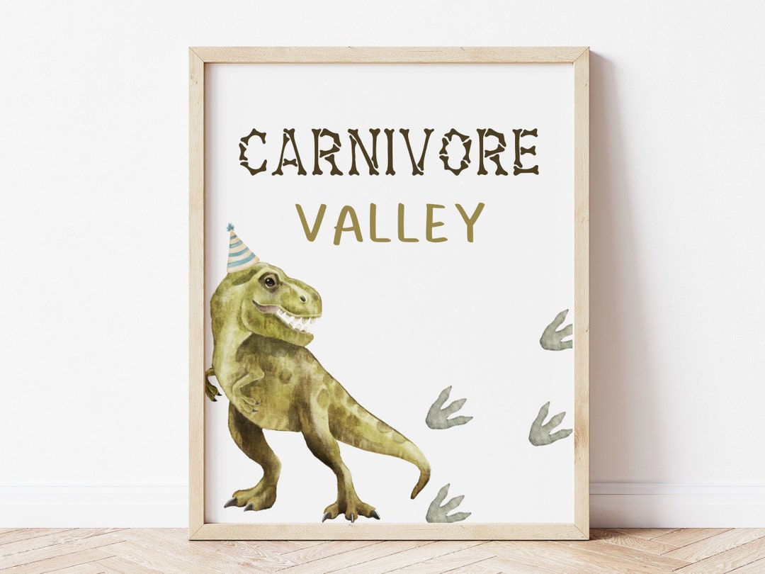 Dinosaur Carnivore Valley Sign, Editable Template, Dino Carnivore Party ...