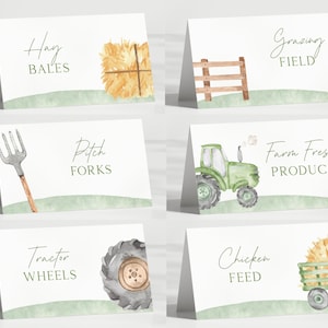 Tractor Food Tent Labels, Editable Template, Green Tractor Food Labels ...