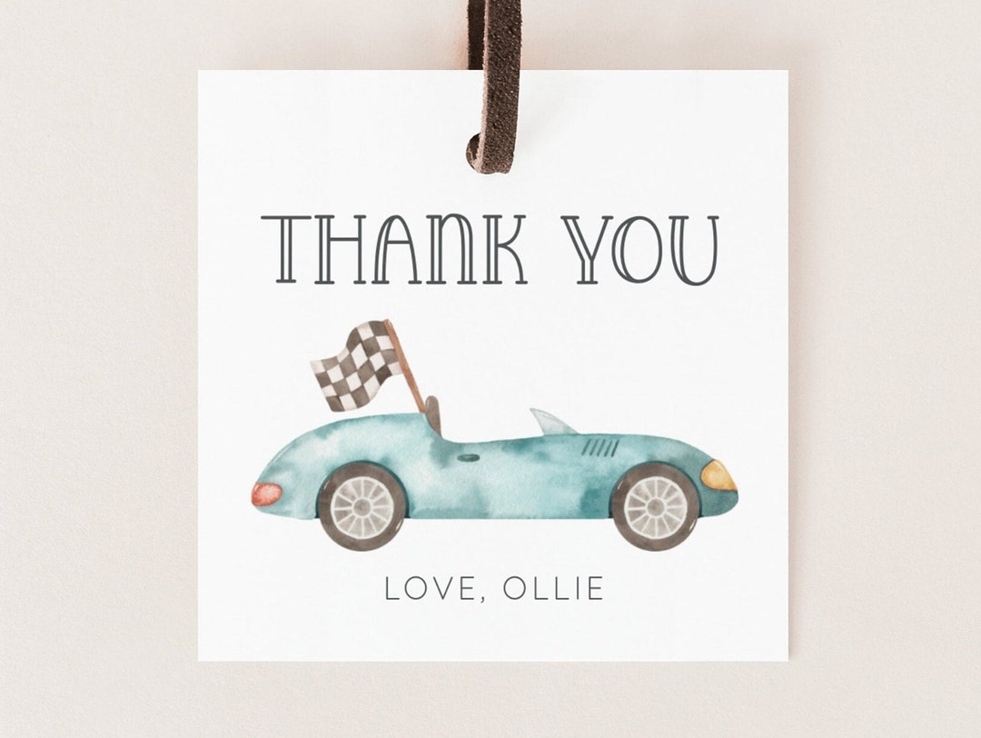 Car Thank You Tag, Editable Favor Tag, Race Car Thank You Tag, Racing ...
