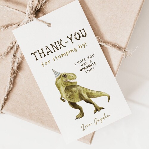 EDITABLE Three Rex Birthday Favor Tags Dinosaur Party Favors - Etsy