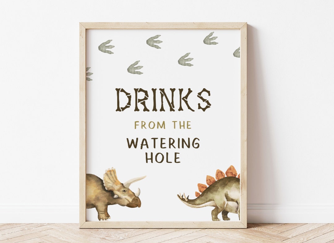 Dinosaur Drinks Sign, Editable Dino Watering Hole Sign, Drink Table ...