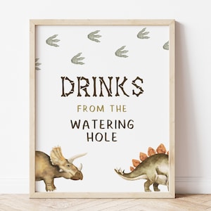 Dinosaur Drinks Sign, Editable Dino Watering Hole Sign, Drink Table ...