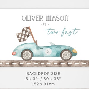 TWO Fast Racing Banner, Editable Blue Race Car Party Decor, Printable ...