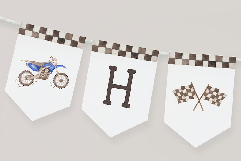 Blue Dirt Bike Banner, Editable Template, Racing Blue Dirt Bike Happy ...