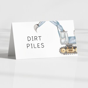 Construction Party Food Tents Labels, Editable Muted Construction ...