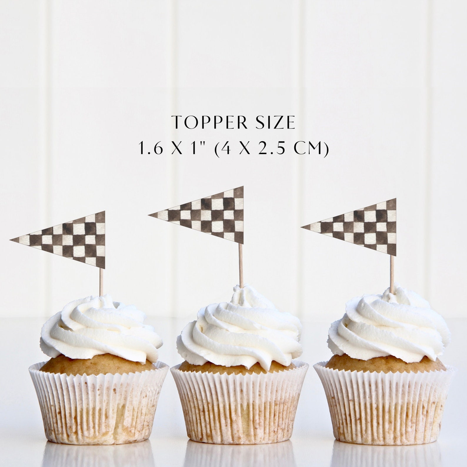 Printable Racing Flag Cupcake Topper, Vintage Race Car Birthday Party ...