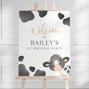 Editable Cow Birthday Welcome Sign, Holy Cow Birthday Sign, Gender ...