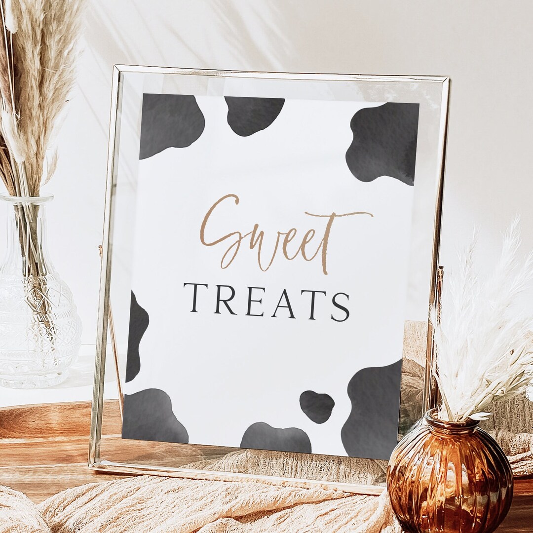 Cow Party Sweet Treats Sign, Cow B'day Decor, Editable Template, Holy ...