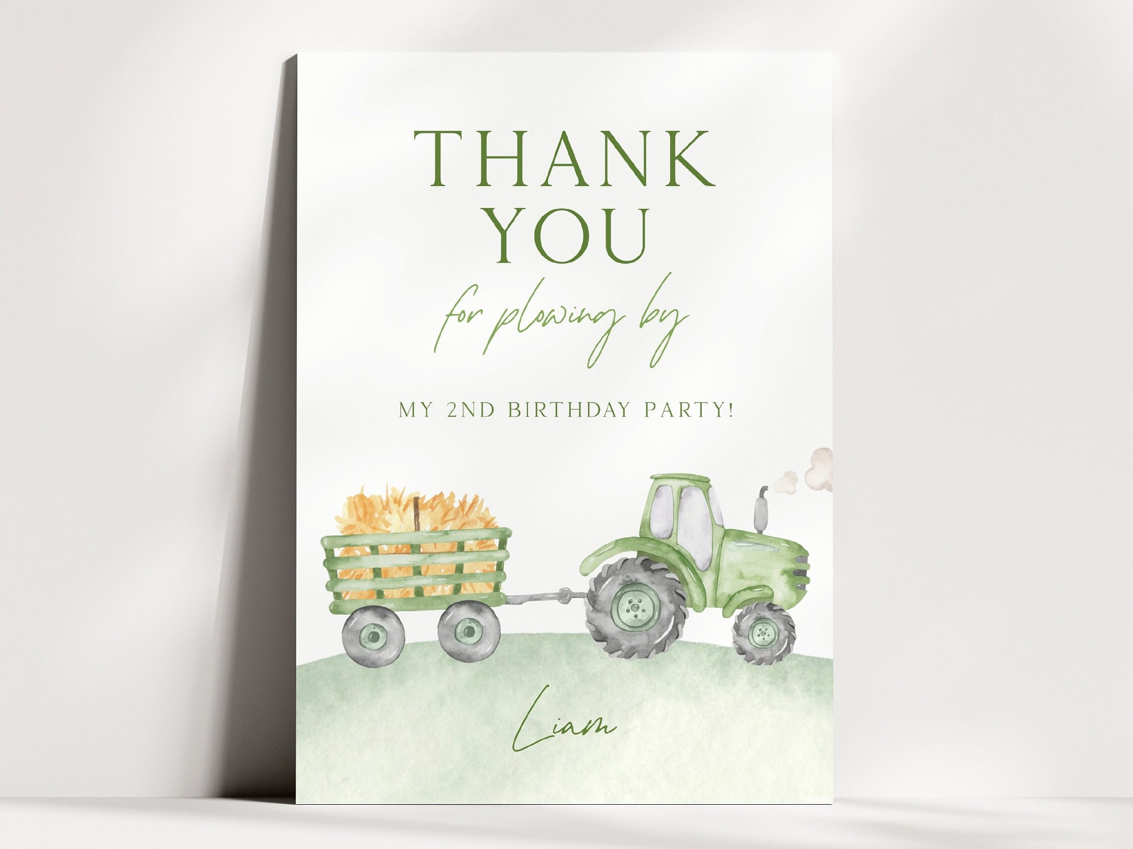 Tractor Thank You Card, Editable Template, Tractor B'day Party Note ...