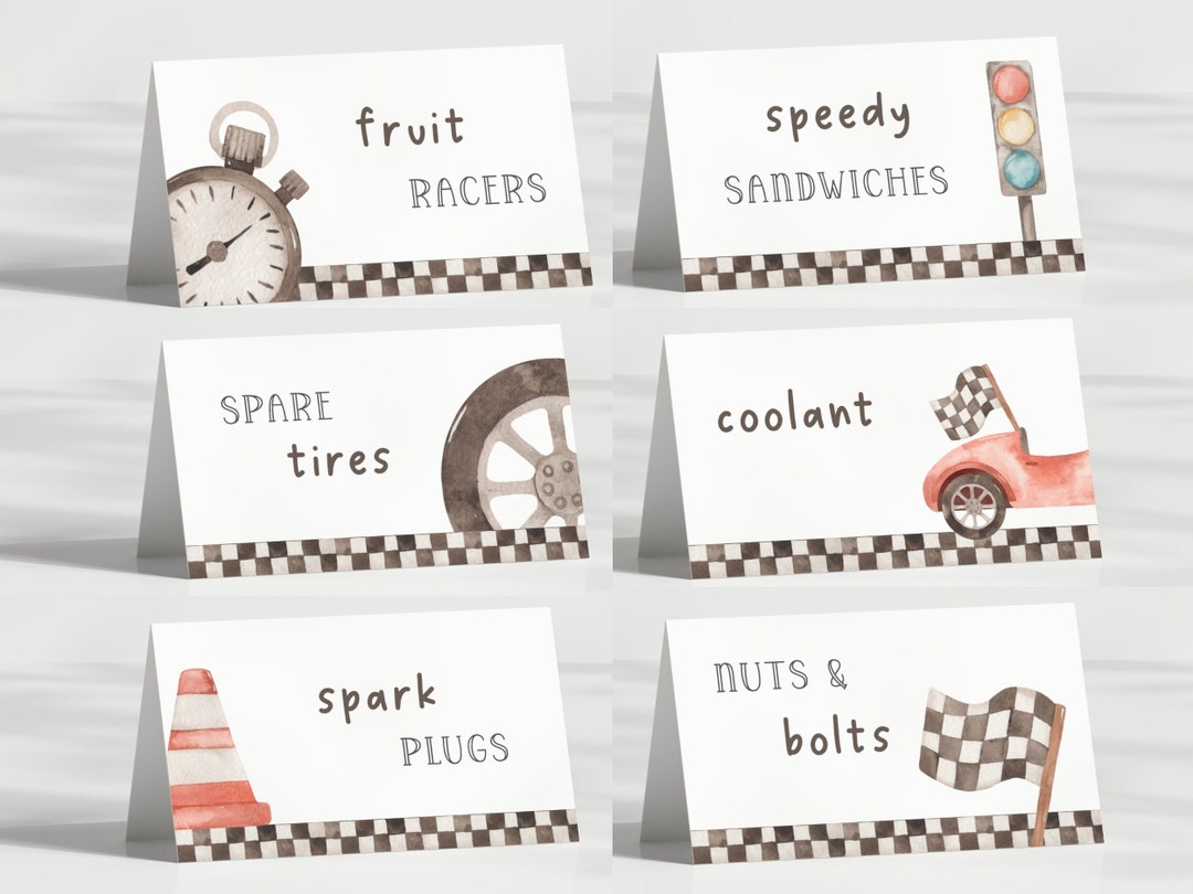 Editable Racing Food Tents, Red Car Bday Party Decor, Printable Food ...