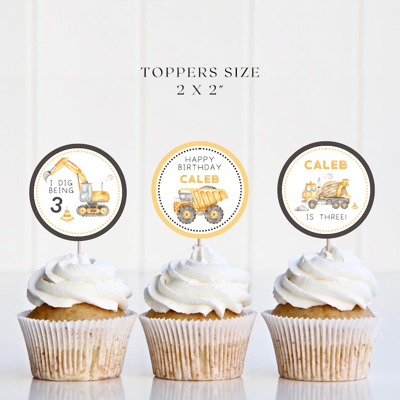Editable Construction Cupcake Toppers Construction Truck - Etsy