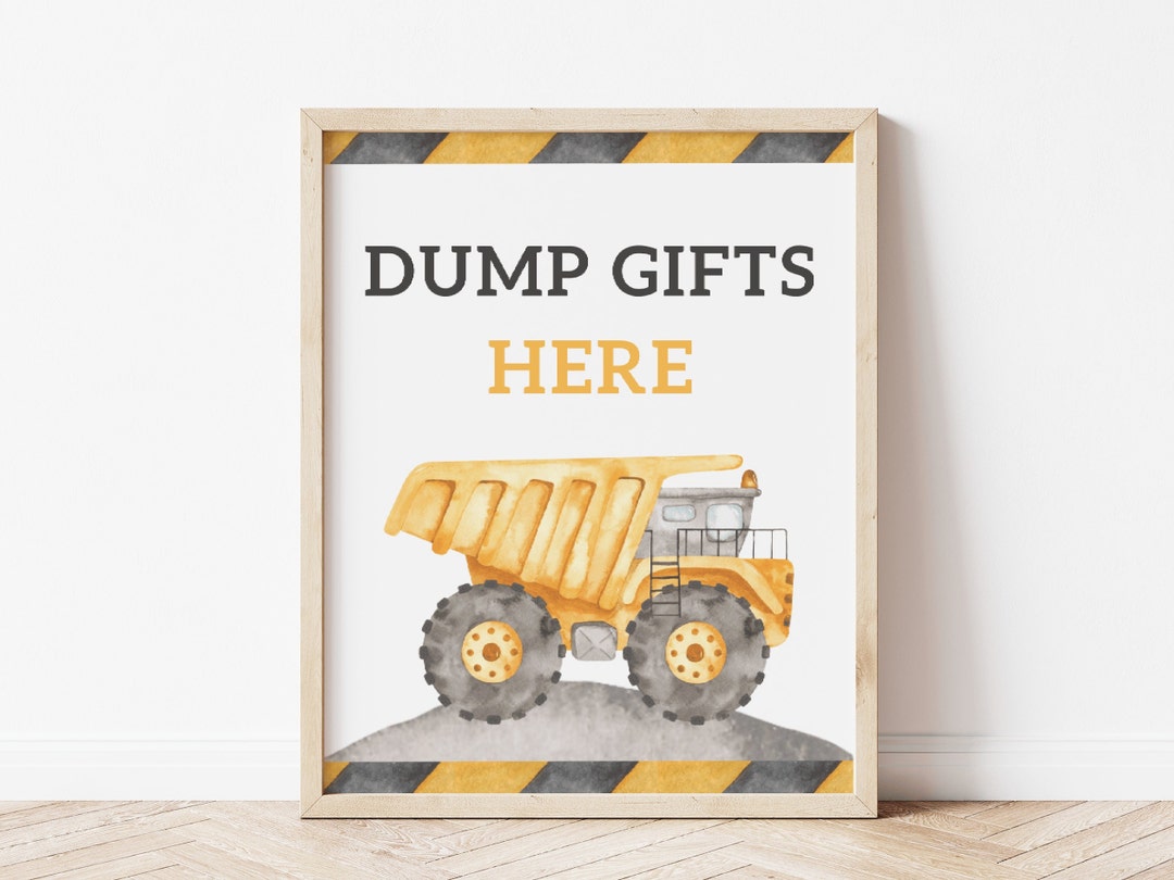 Construction Cards & Gifts Sign, Editable Template, Construction Trucks ...