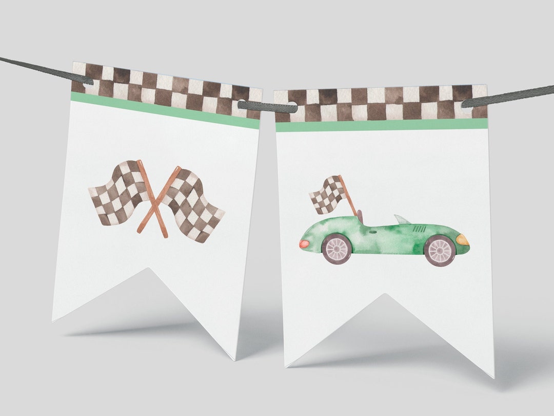 Editable TWO Fast Birthday Banner, Green Race Car Bday Garland, Two ...