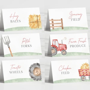 Red Tractor Food Tent Labels, Editable Template, Tractor Party Food ...