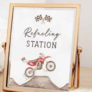 Red Dirt Bike Refueling Station Sign, Editable Template, Dirt Bike ...