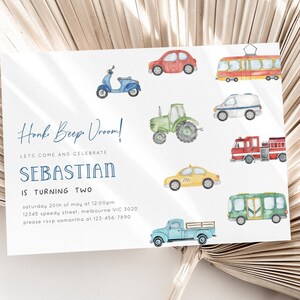 Transportation Birthday Invitation, Editable Template, Boy Transport B ...