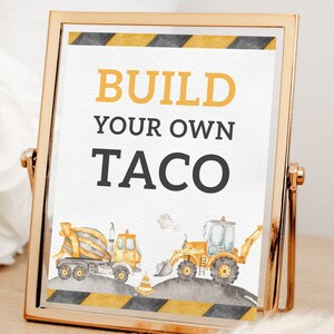 Construction Build Your Own Taco Sign, Editable Construction Trucks B ...
