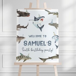 Shark Party Welcome Sign, Editable Template, Sharks Birthday Party ...