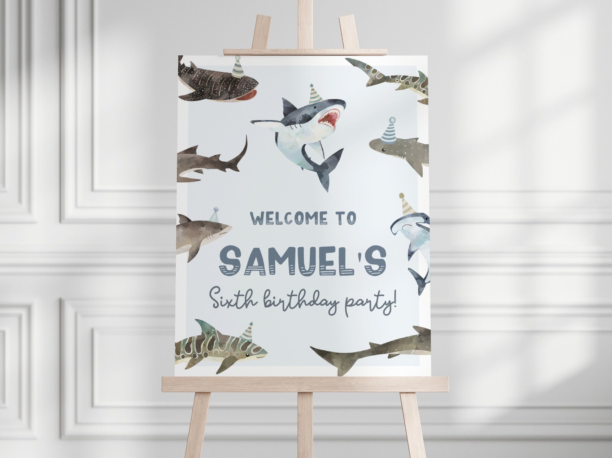 Shark Party Welcome Sign, Editable Template, Sharks Birthday Party ...