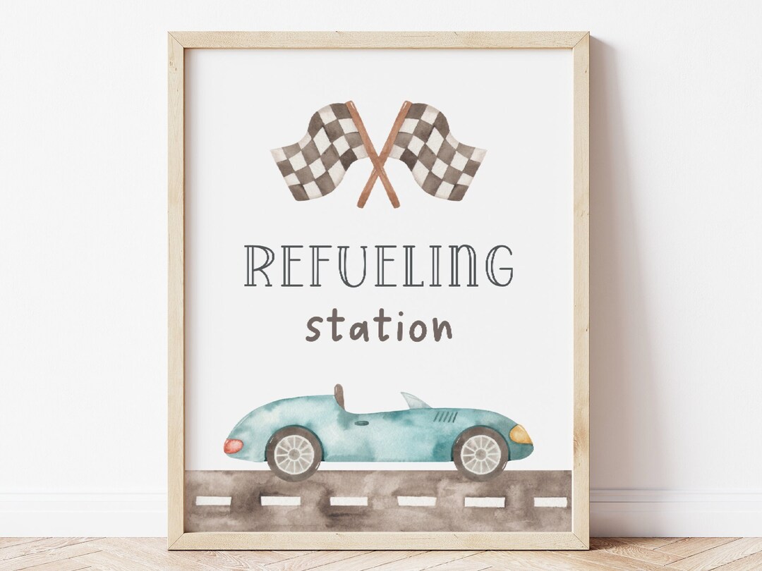 Race Car Refueling Station Sign, Editable Template, Vintage Racing ...