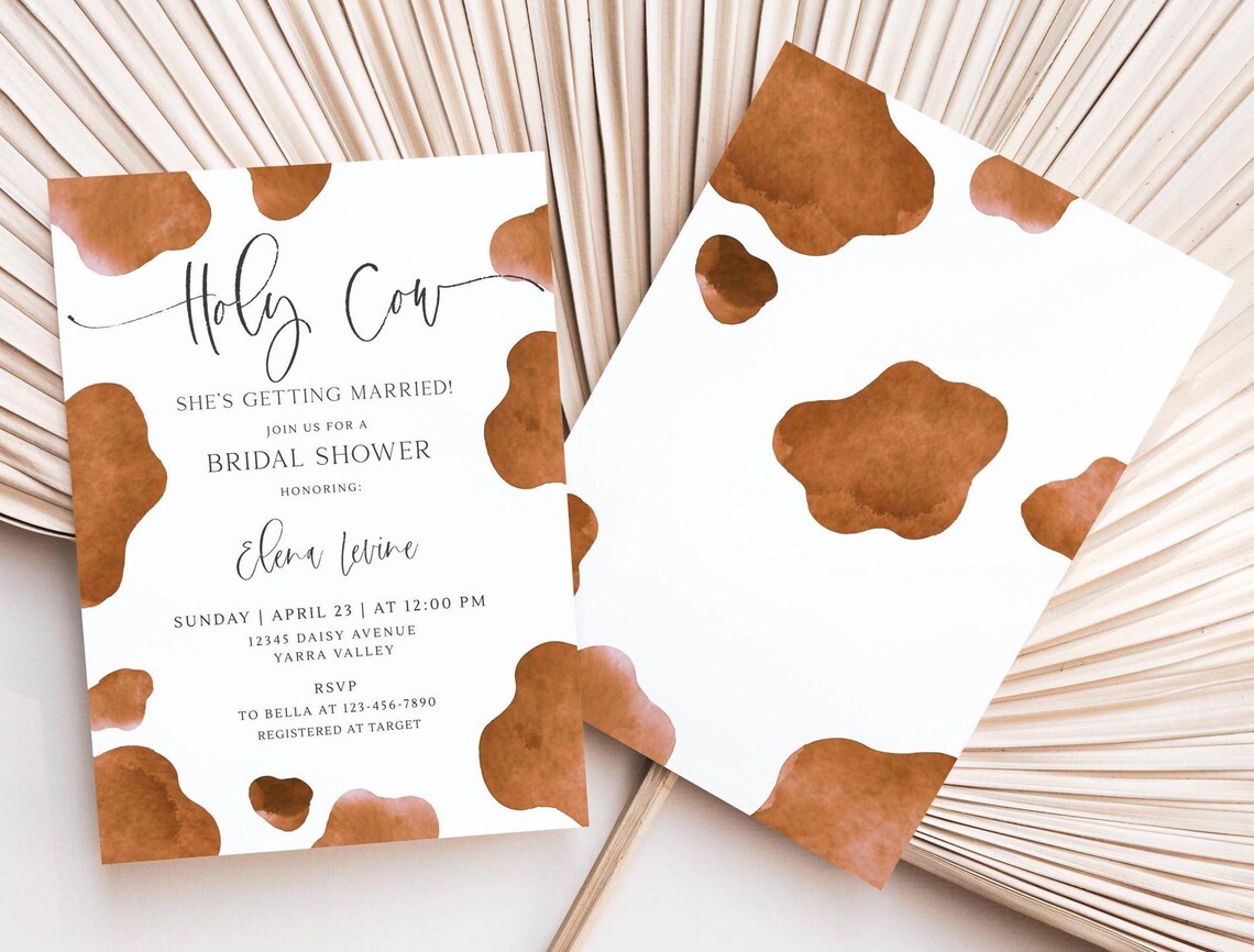 Holy Cow She's Getting Married Invite, Farm Bridal Shower, Editable ...