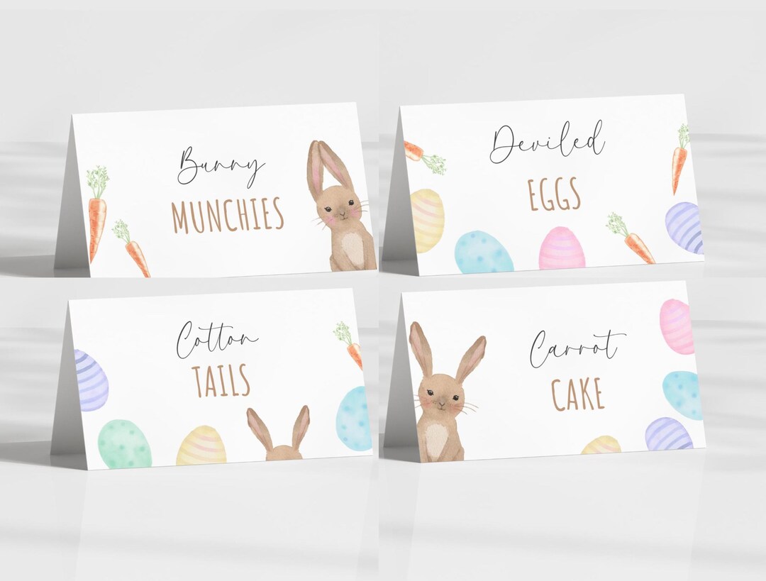 Editable Easter Party Food Tents, Pastel Easter Eggs & Bunny Food ...