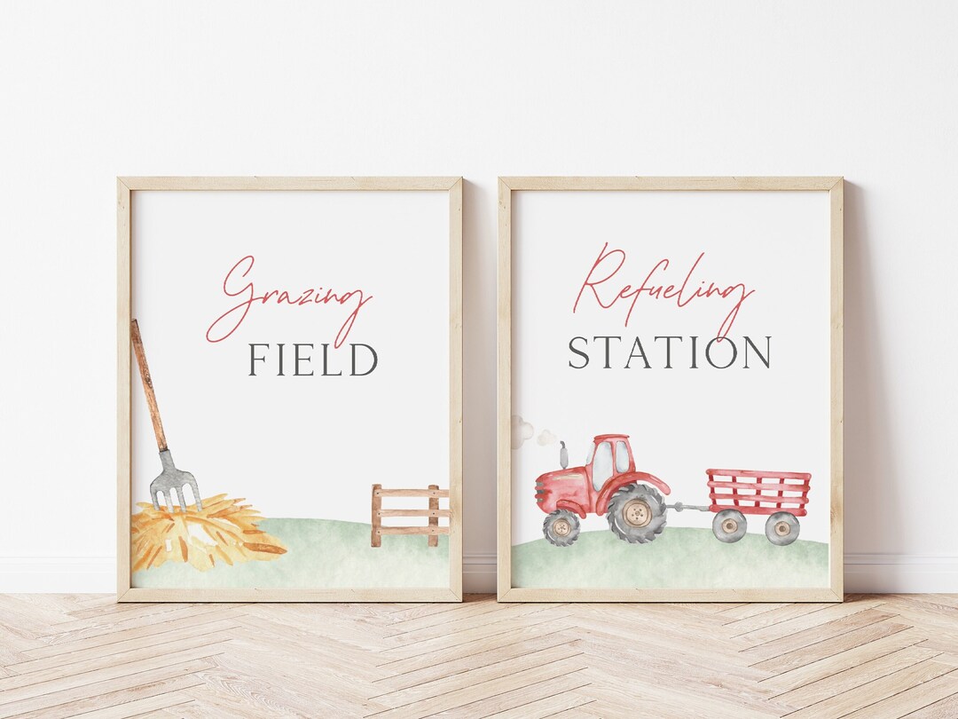 Red Tractor Food & Drinks Sign, Editable Tractor Birthday Party Signs ...