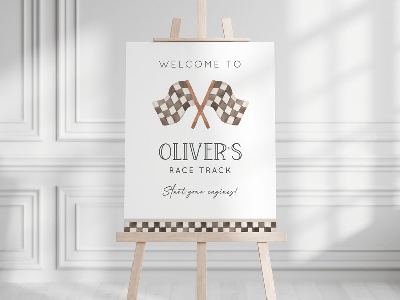Editable Racing Welcome Sign Race Flags Party Sign Two Fast - Etsy