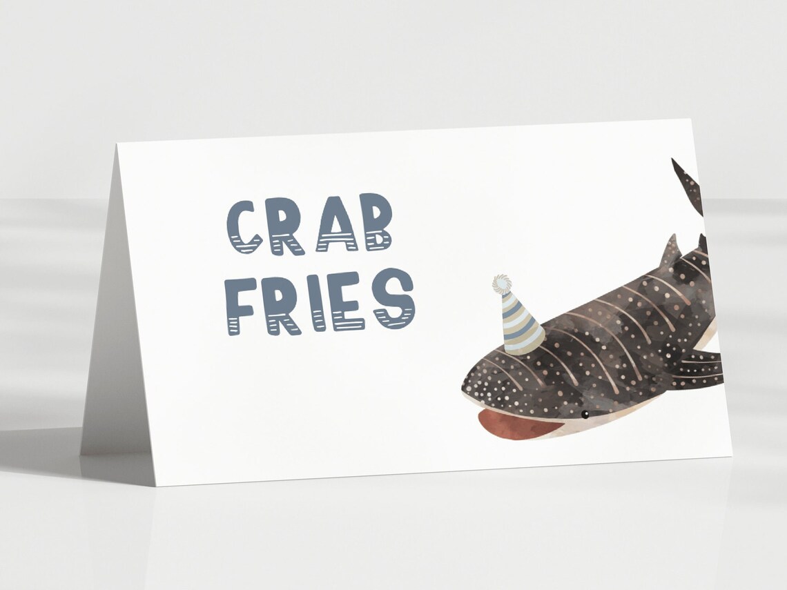Editable Sharks Food Tents, Sharks Birthday Party Food Labels, Great ...