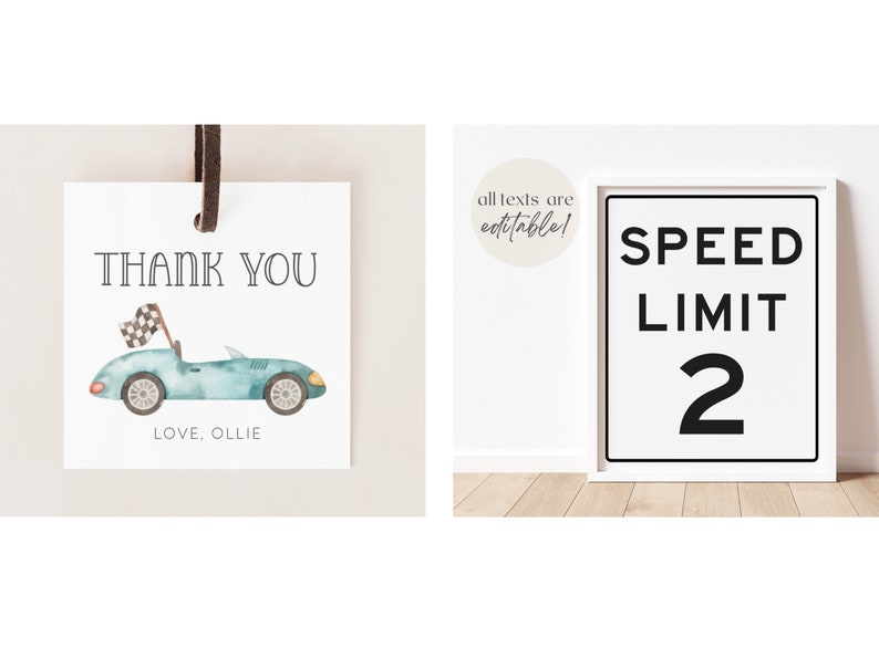 Editable Race Car Cake Toppers Printable Blue Vintage Car - Etsy