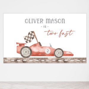 Editable Car Party Banner, Red Race Car Party Wall Banner Sign, Two ...